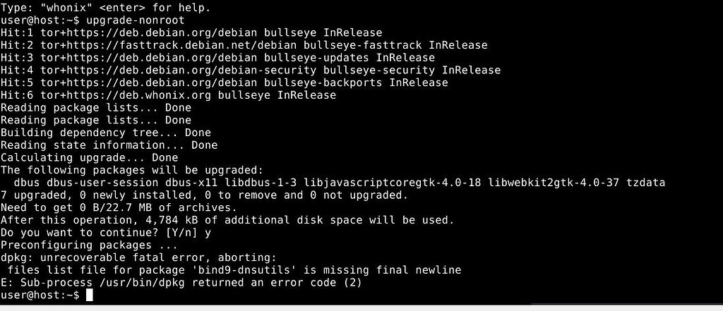 upgrade-nonroot issue [SOLVED] - Support - Whonix Forum