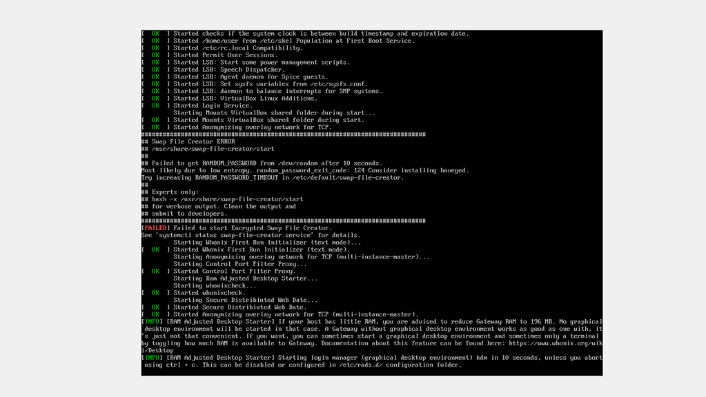 Whonix Failed to start Encrypted Swap File Creator - VirtualBox - Whonix Forum